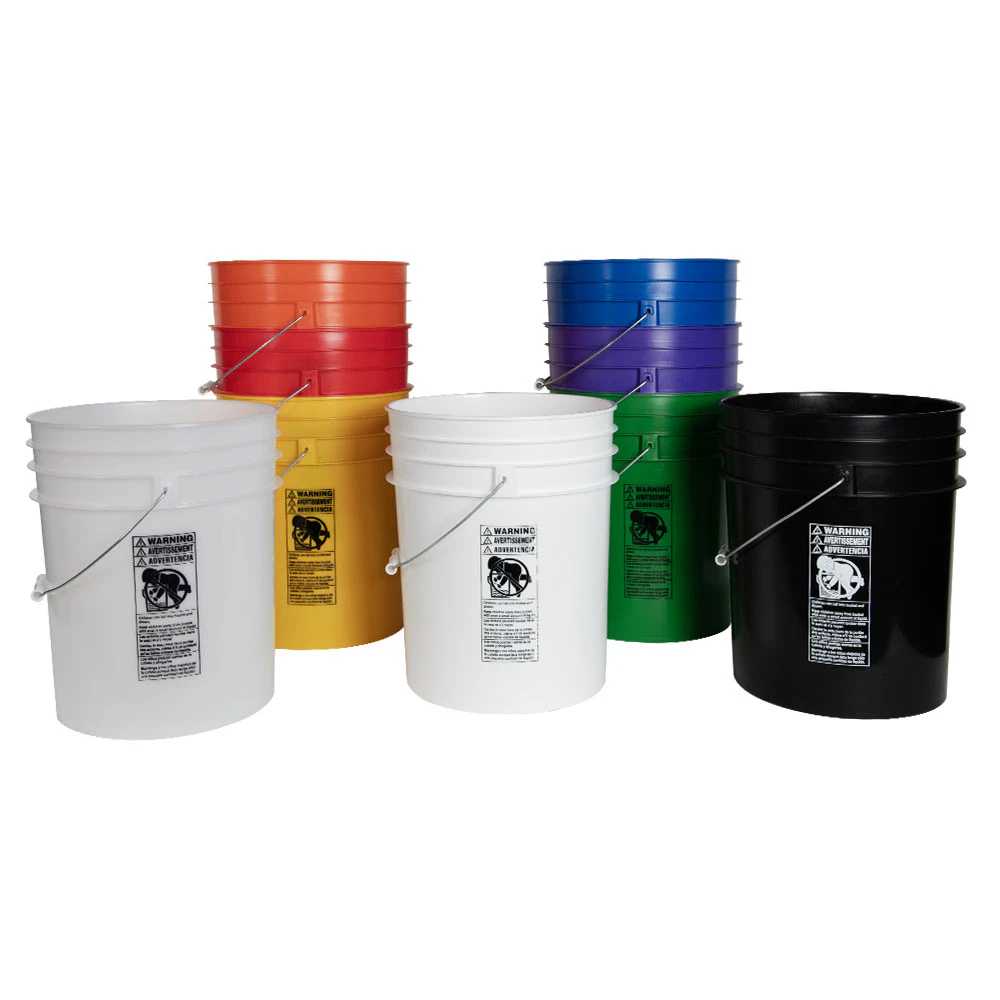 5 Gallon Premium Buckets with Wire Bail, Plastic Grips & Lids | U.S ...