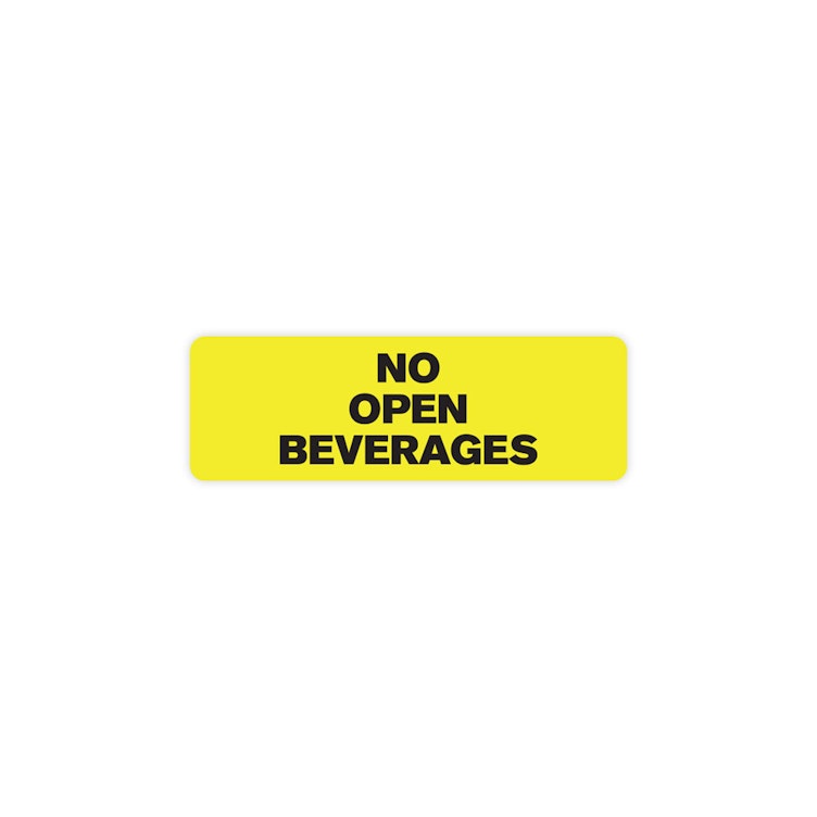 "No Open Beverages" Rectangular Paper Label - 3" x 1" | U.S. Plastic Corp.