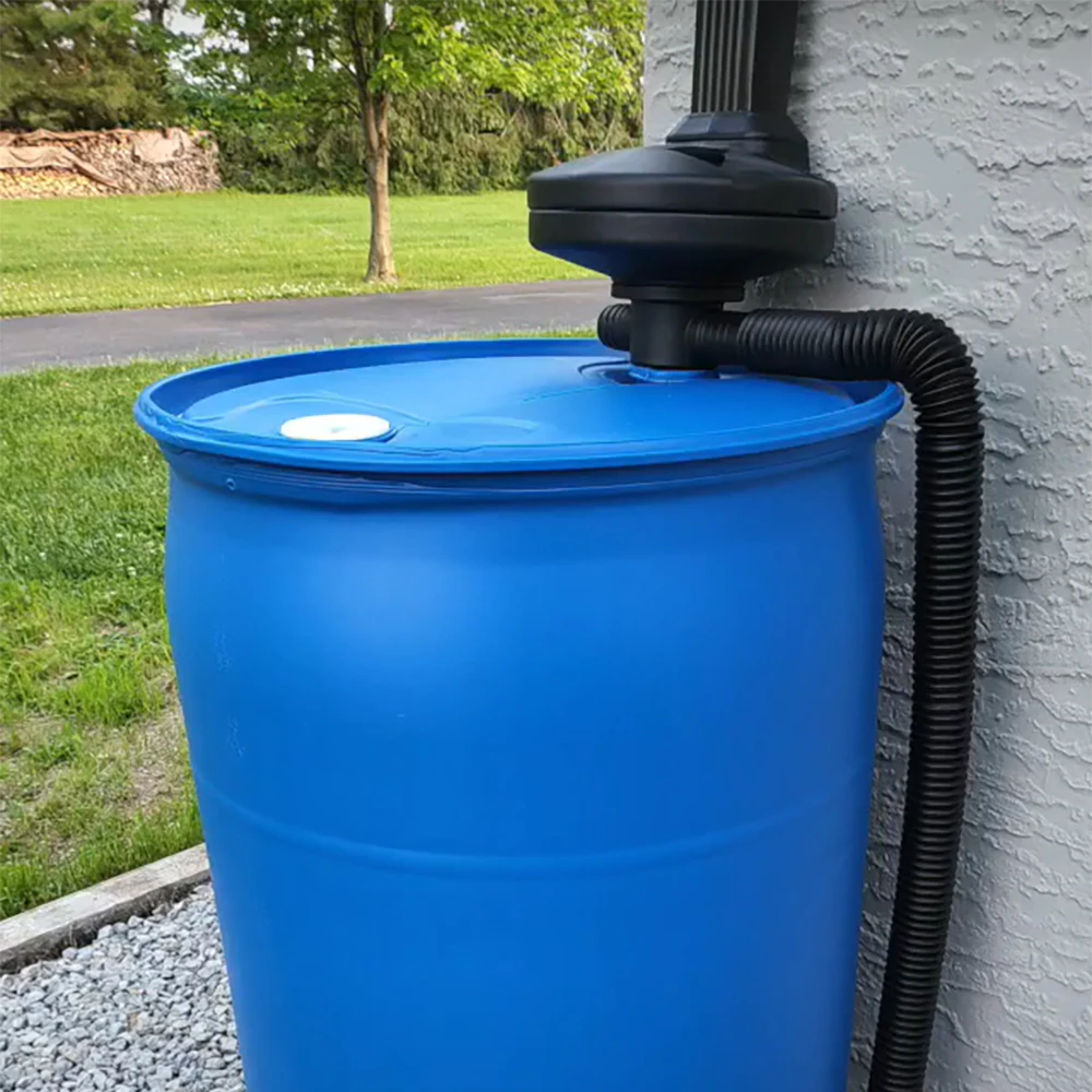 Black UFO Rain Barrel Funnel System Kit | U.S. Plastic Corp.