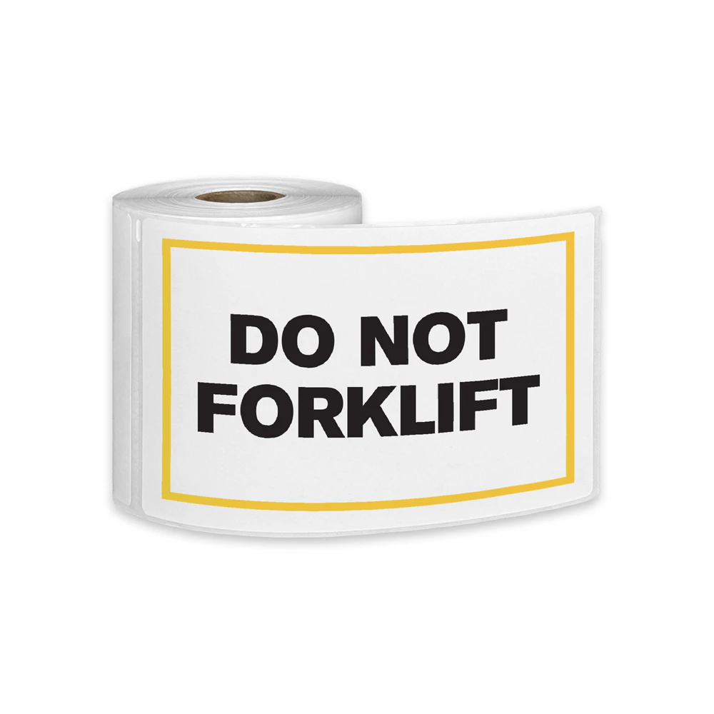 "Do Not Forklift" Horizontal Rectangular Paper Label with Yellow Border ...