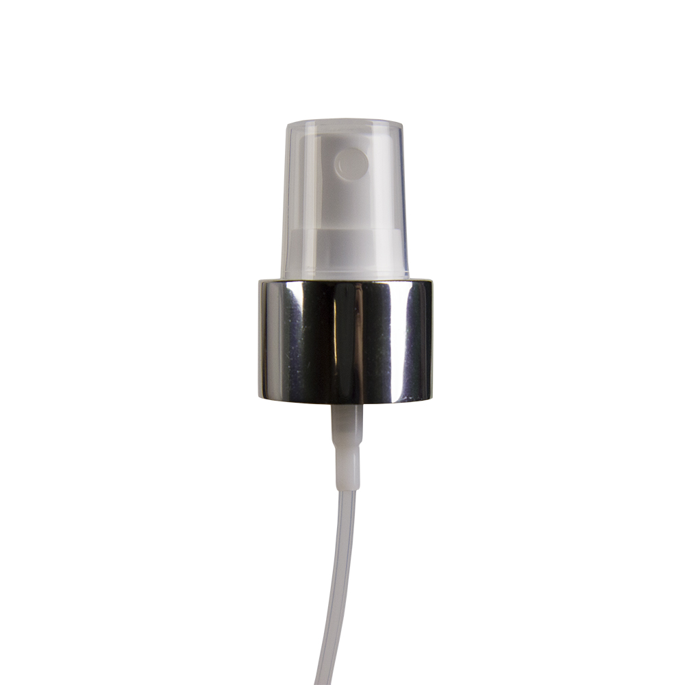 24/410 Silver/White Smooth Finger Sprayer - 6-7/8" Dip Tube & 0.14mL ...