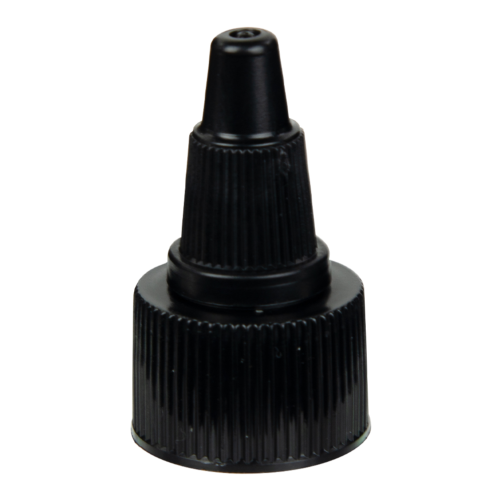 20/410 Black Twist Open/Close Cap with Black Tip | U.S. Plastic Corp.