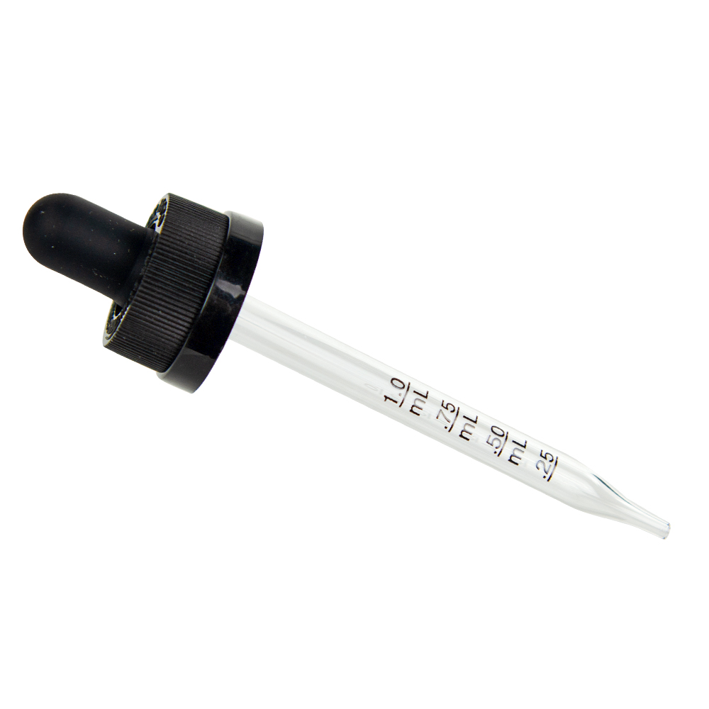 20/400 Black CRC Glass Dropper Assembly with 91mm Tube | U.S. Plastic Corp.