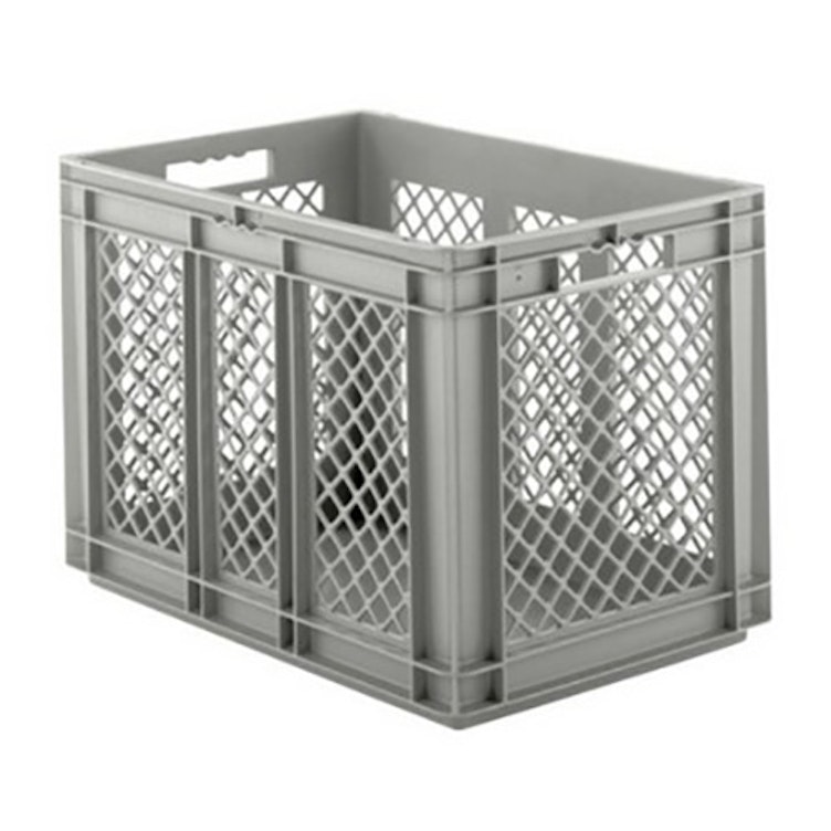 24" L x 16" W x 16-1/2" Hgt. Gray Container with Mesh Sides & Solid ...