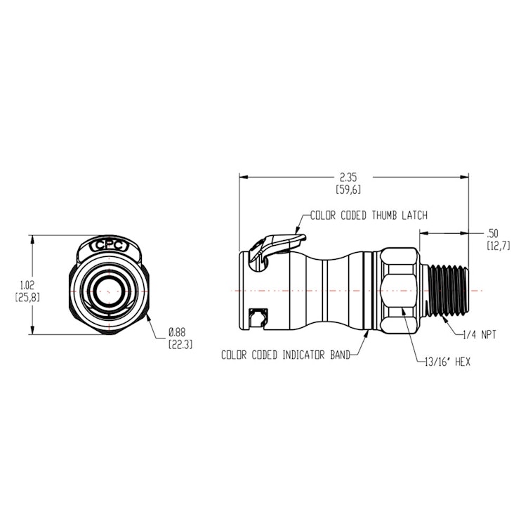 1/4" NPT LQ4 Chrome Plated Brass Valved Body - Blue (Insert Sold ...