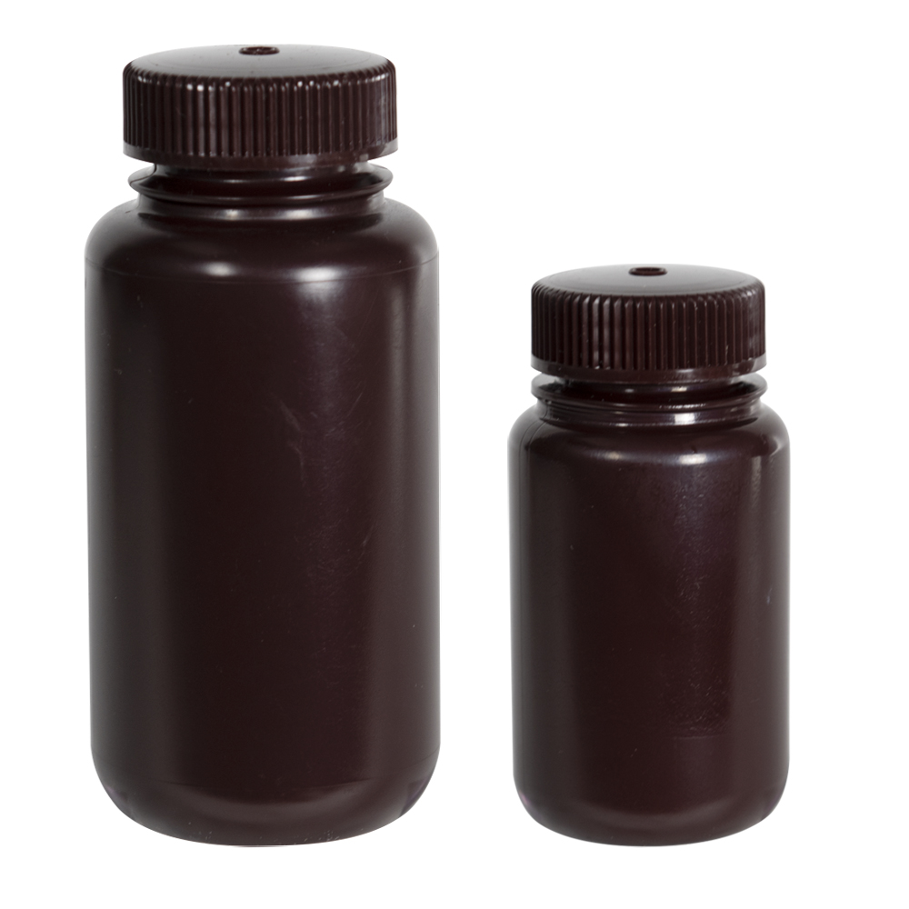 4 oz./125mL Nalgene™ Amber HDPE Wide Mouth Economy Bottles with 38mm ...