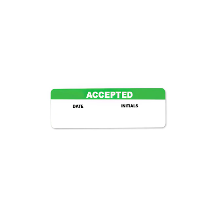 "Accepted" with "Date" & "Initials" Rectangular Water-Resistant ...