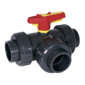 3/4" PVC L-Port 3-Way Valve with Socket Ends | U.S. Plastic Corp.